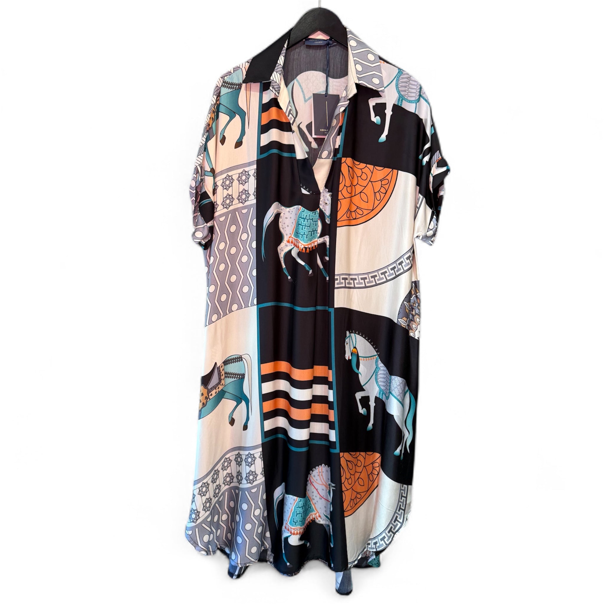 Cecile Wang Black ‘Hermes’ Style Horse Dress – The Whiting Post